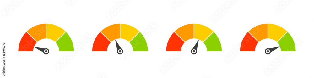 Gauge icon. Meter vector level. Color scale isolated on white ...