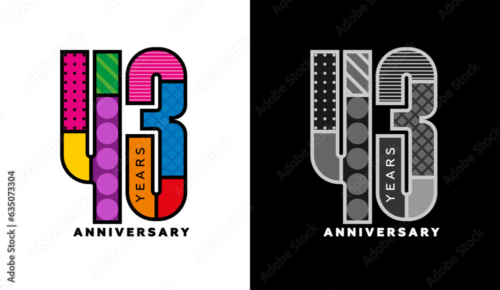 43rd anniversary logo set, forty third anniversary, colorful logo for ...