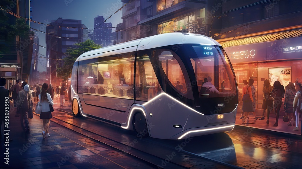 A sleek, modern city bus designed for the future of urban ...