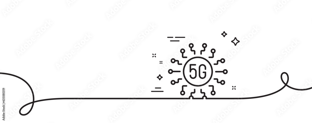 5g technology line icon. Continuous one line with curl. Wifi wireless ...