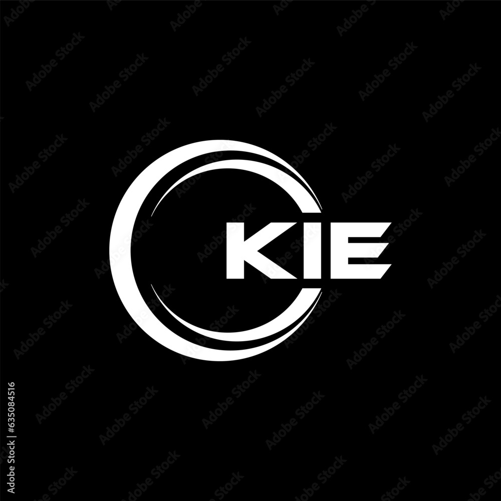 KIE letter logo design with black background in illustrator, cube logo ...
