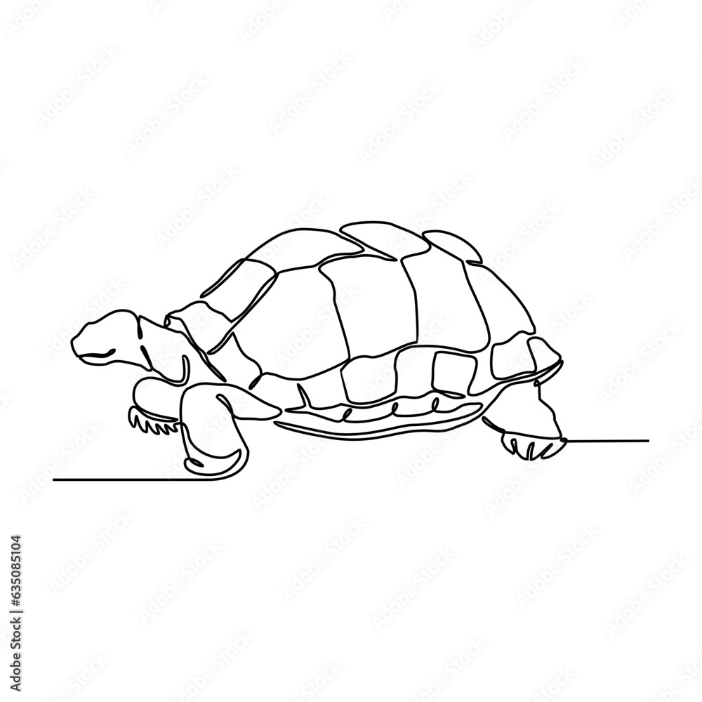 One continuous line drawing of tortoise vector illustration. Unravel ...