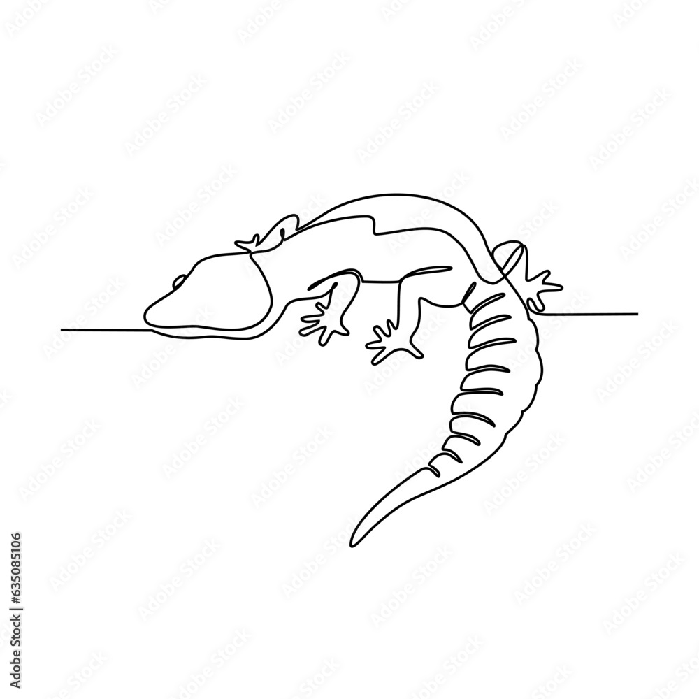 Vecteur Stock One continuous line drawing of Gecko vector illustration ...