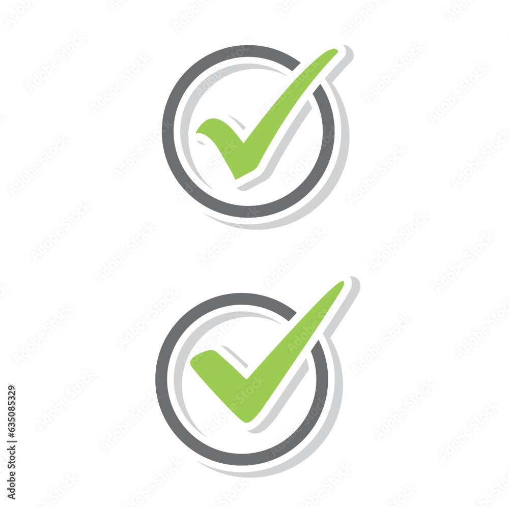 Green check marks in different variants, sticker. Stock Vector | Adobe ...