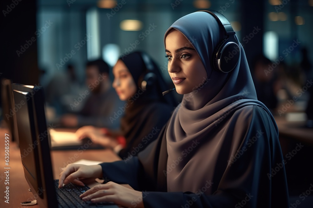 Beautiful young muslim woman in traditional arabic clothes wearing ...