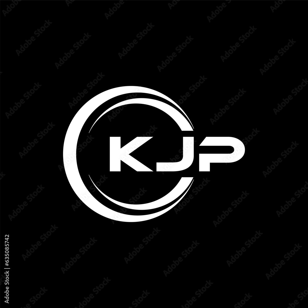 Vecteur Stock KJP letter logo design with black background in ...