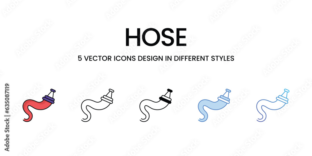 Hose Icon Design in Five style with Editable Stroke. Line, Solid, Flat ...