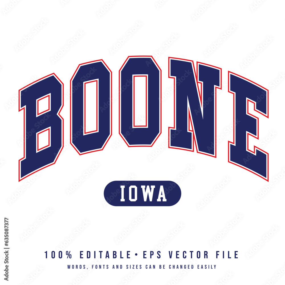 Boone text effect vector. Editable college t-shirt design printable ...