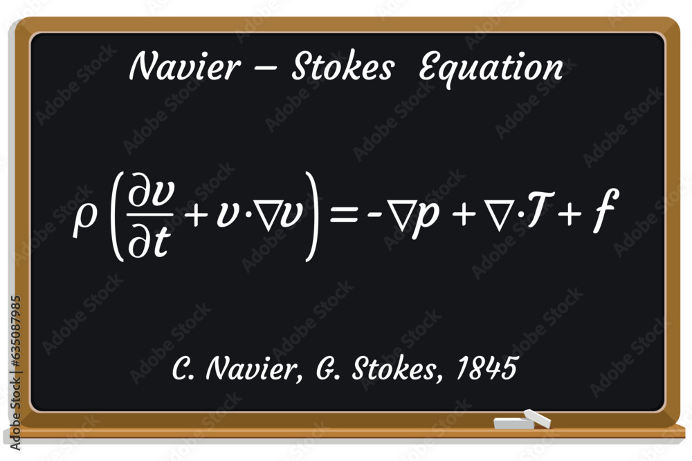 Navier – Stokes Equation on a black chalkboard.. Education. Science ...