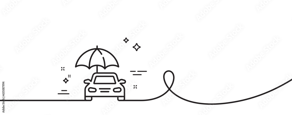 Car insurance line icon. Continuous one line with curl. Risk management ...