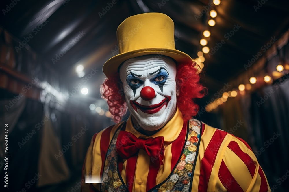 Scary creepy smiling clown circus jester joker villain carnival ...