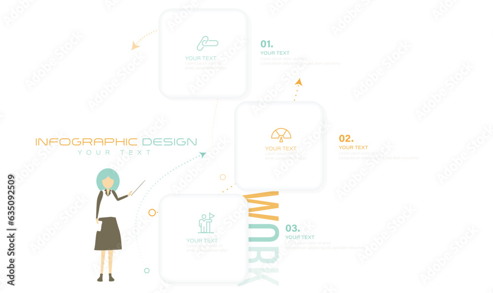 Vetor de Infographic 3 Steps Modern Mind map diagram with Icons, vector ...