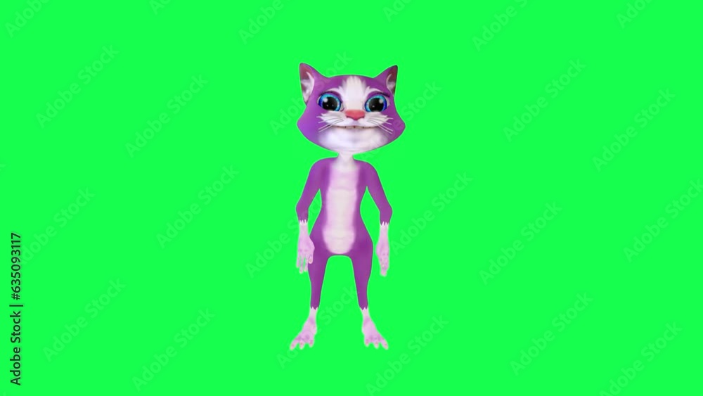 The 3D purple talking cat takes off her gun and puts it back in place ...