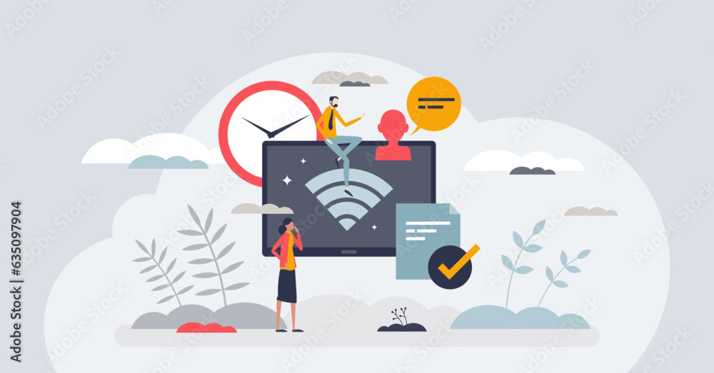 Scheduling as effective time management for work optimization tiny person concept. Arranging and ...