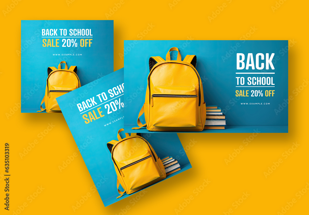 Blue and Yellow Back to School Social Media Layouts With Generative Ai ...