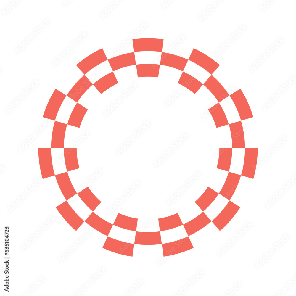 Red checkered circle frame on white background. Vector illustration of ...
