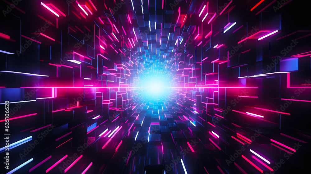 "Futuristic sci-fi network: dynamic information matrix, glowing data ...