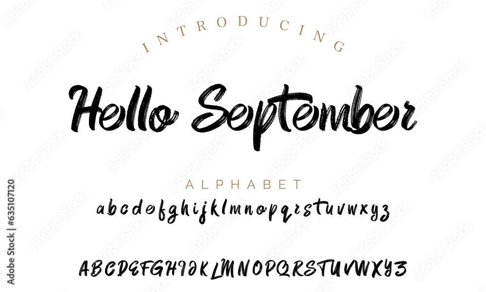 Hello September hand lettered font Smooth beautiful brush script design ...