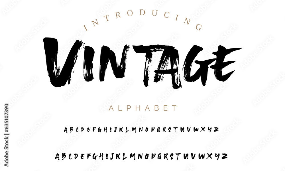 Vetor do Stock: Vintage hand lettered font Smooth beautiful brush ...