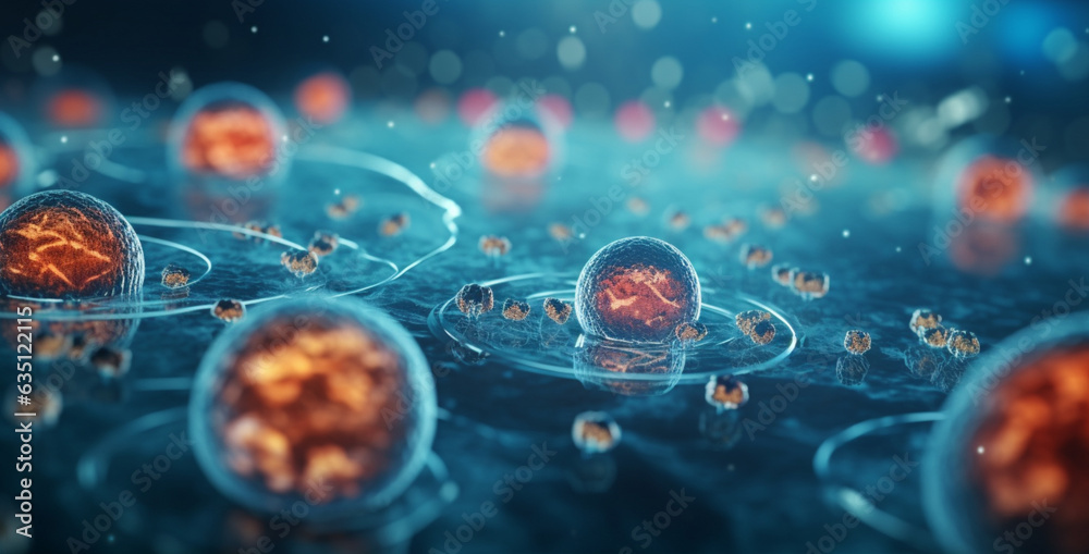 cells in the microscope, blood cells, Human Body Molecular Structure ...