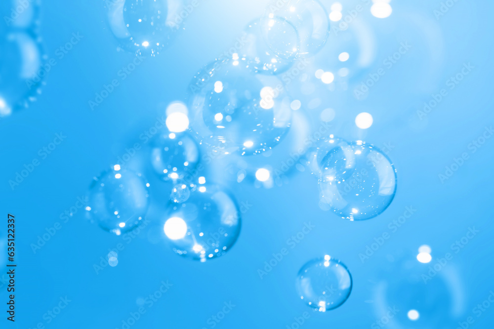 Beautiful Transparent Shiny Blue Soap Bubbles Floating in The Air ...