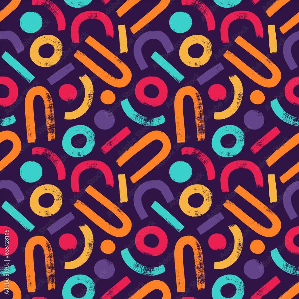 Aesthetic seamless pattern with arches, circles and straight line in ...