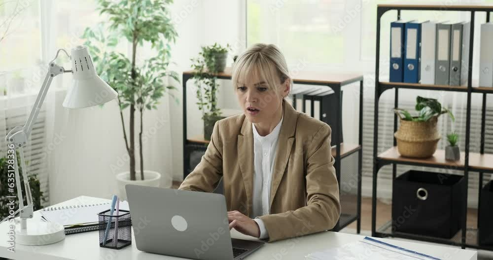 A Caucasian woman manager is seen getting visibly upset and ...