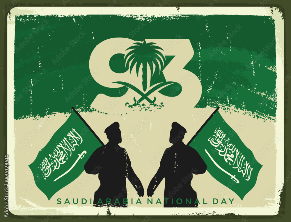 Translation Arabic Text: Saudi National Day. 93 years anniversary ...