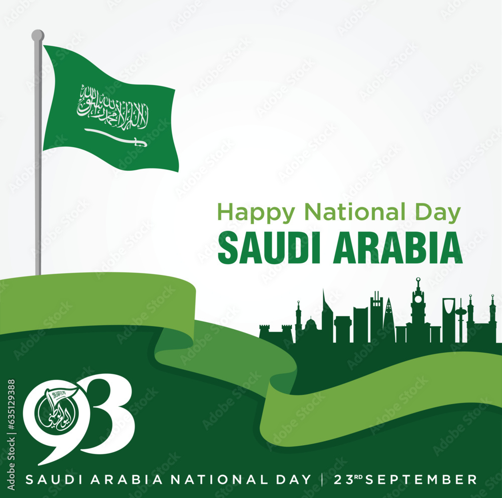 Translation Arabic Text: Saudi National Day. 93 years anniversary ...