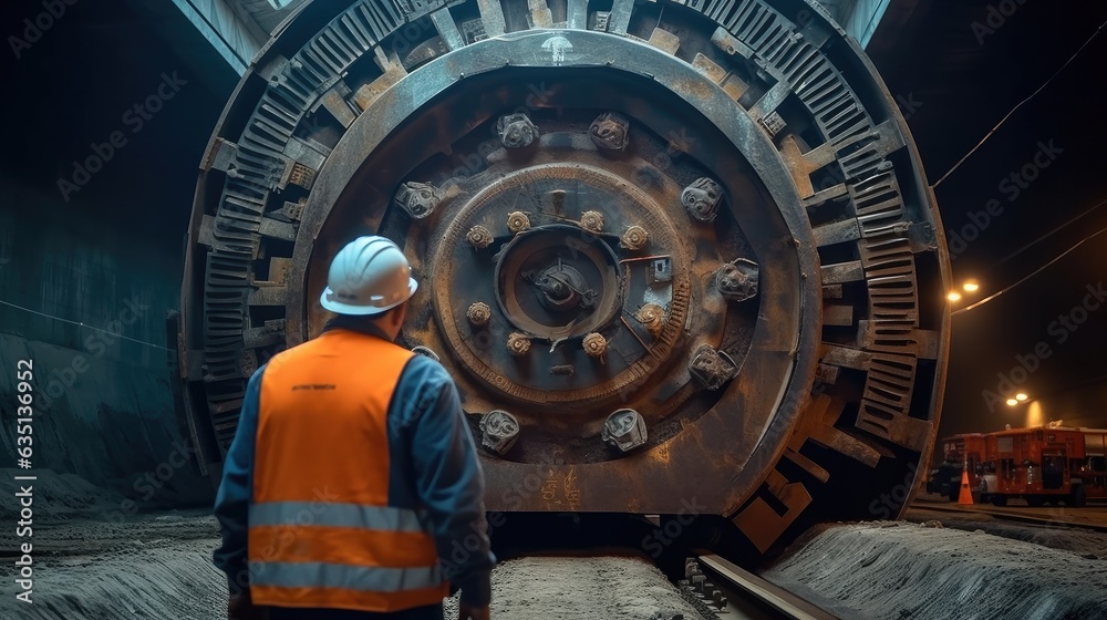 Engineer are control underground construction working shaft with ...