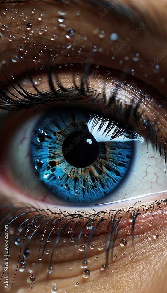 Large portrait of a female human eye with colored contact lenses Stock ...