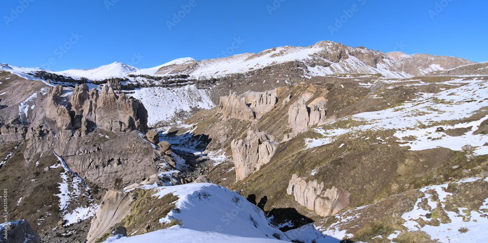 Remarquable geological formation called "Muela del diablo" (= "Devil ...