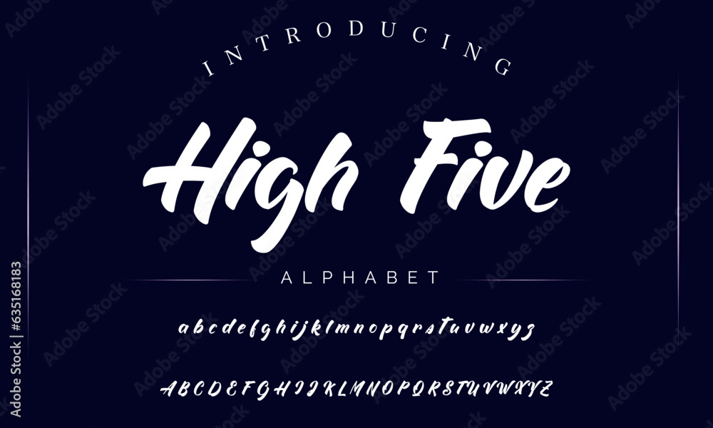 High Five Vintage Brush Font. Retro Typeface. Vector Illustration ...