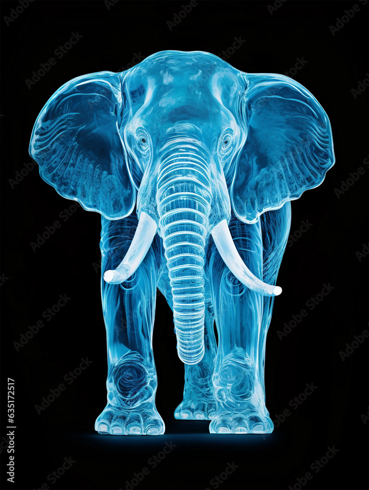 Big African Elephant in the night, infra-red photography, 3D mammal in ...