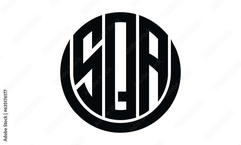SQA shield in circle logo design vector template. lettermrk, wordmark ...