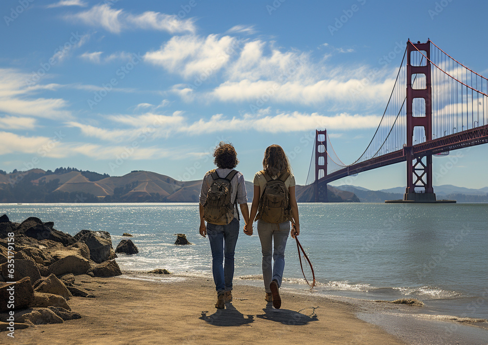 Road trippers in awe as they stand before an iconic landmark ...