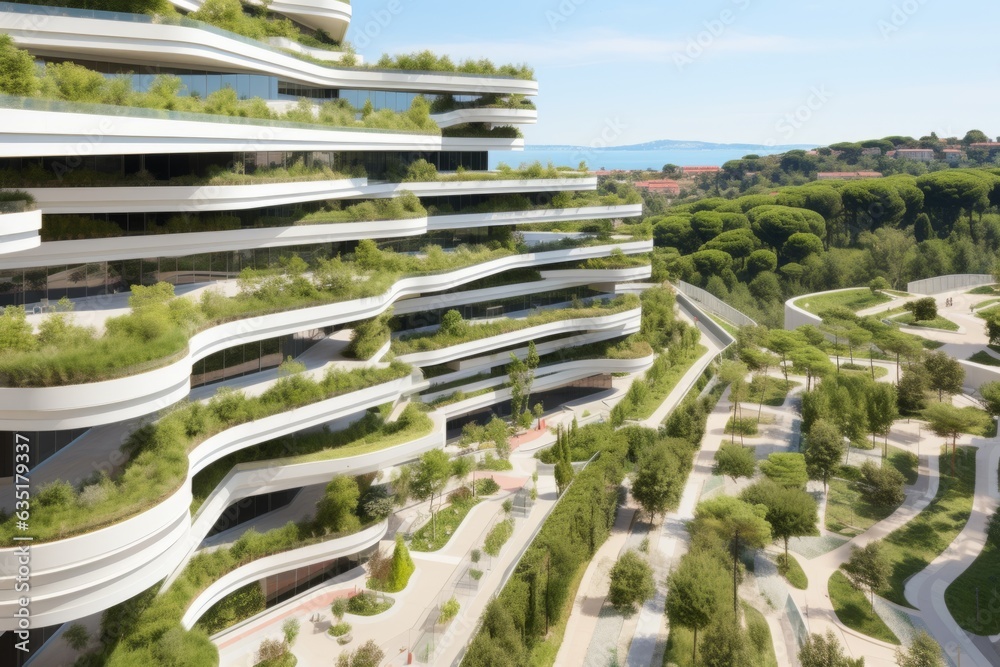 Green eco-friendly building modern ecological sustainable office design ...