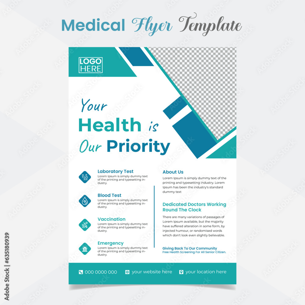 Medical Healthcare flyer and brochure cover page template design Stock ...