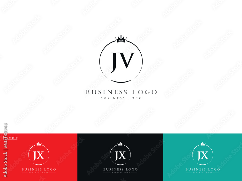 Letter Crown JV Logo Icon, Minimal Luxury Jv Logo Icon Vector Art Stock ...