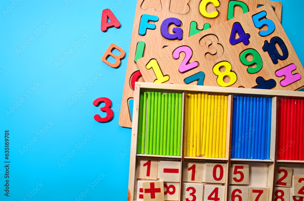 Set wooden educational teaching aids Number letters intelligence game ...