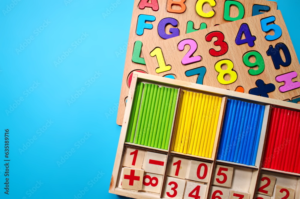 Set wooden educational teaching aids Number letters intelligence game ...