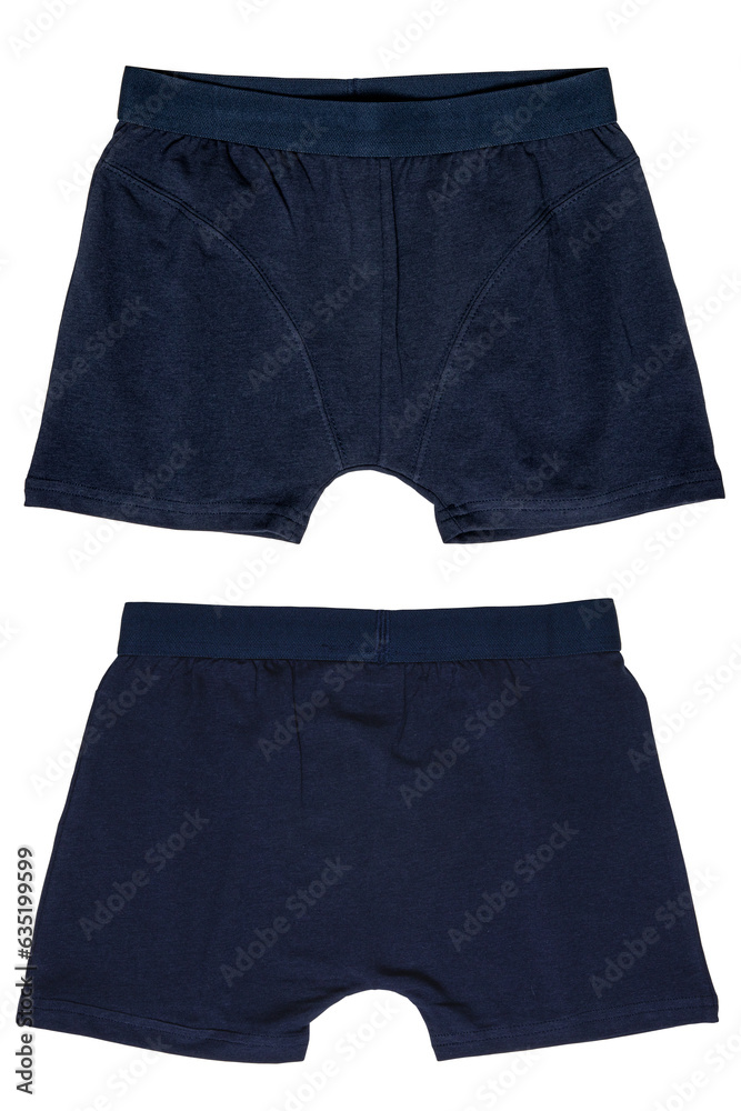Male underwear isolated. Collage set of a dark blue boxer short ...
