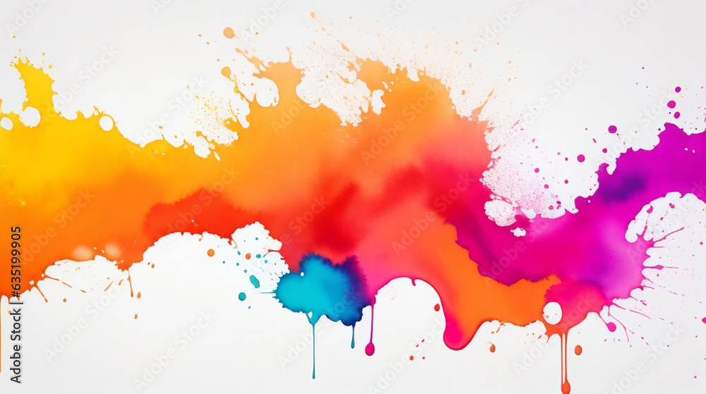 colorful poligon shapes rainbow color watercolor splashes, isolated on ...