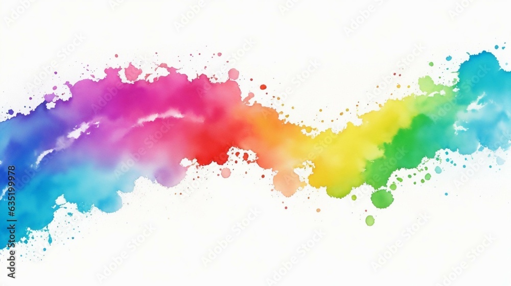colorful poligon shapes rainbow color watercolor splashes, isolated on ...