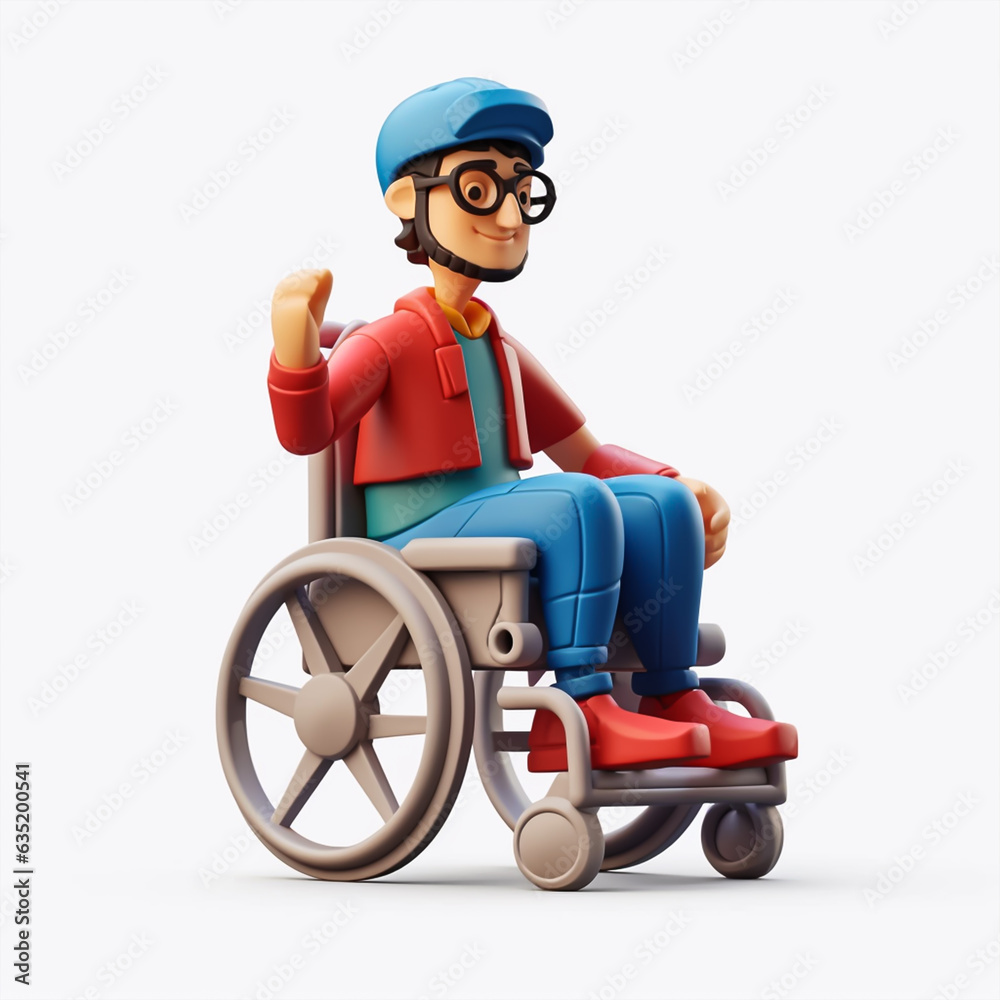 Cartoon character in wheelchair isolated on white background Stock ...