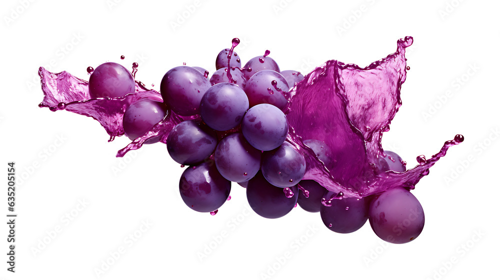 Fresh organic grape with juice splash on transparent background. grape ...