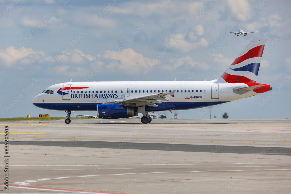 PRAGUE - August 13, 2023: British Airways Airbus A319-131 REG: G-DBCG ...