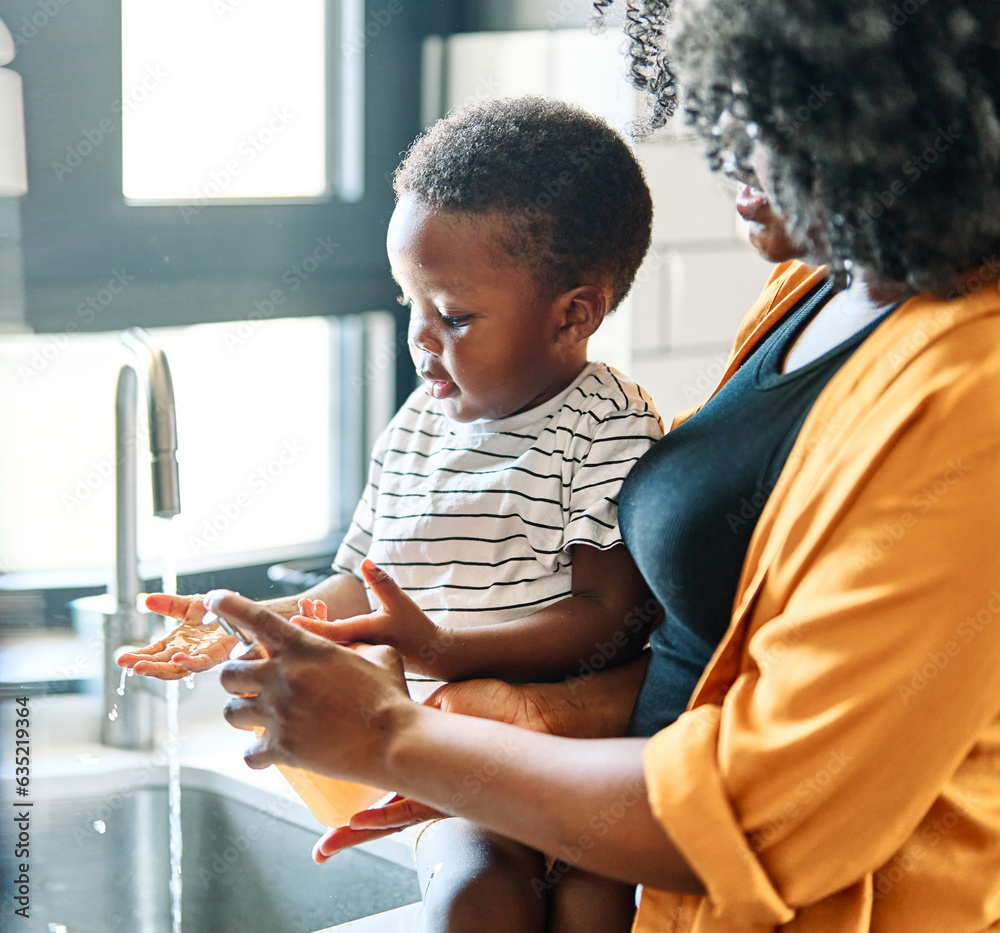 child mother hand hygiene family water clean care washing boy son soap ...