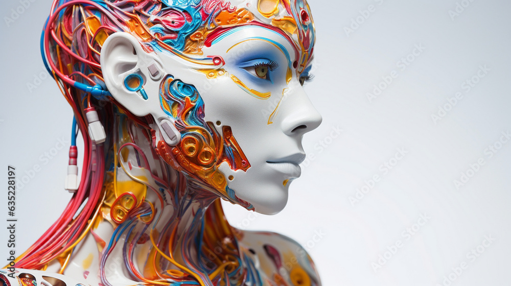 Beautiful female robot with artificial intelligence, a future concept ...