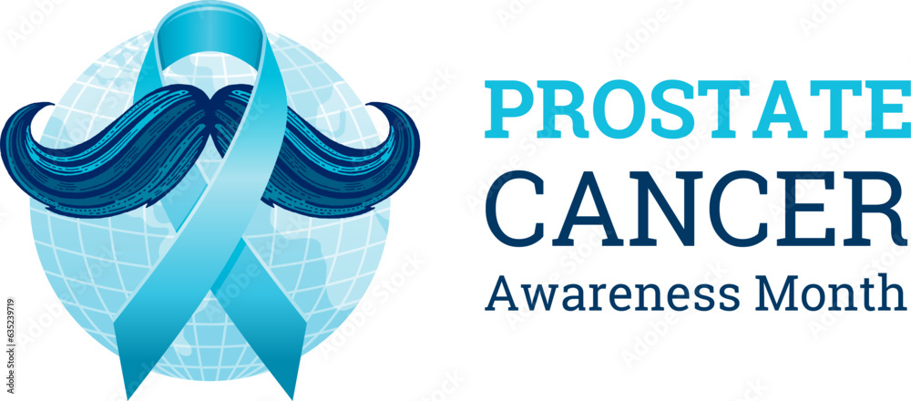 Prostate cancer awareness ribbon with moustaches. Men health logo. Man ...
